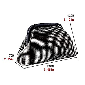 WETYG Rhinestones Soft Evening Bags Diamonds Hobos Day Clutch with Chain Shoulder Wedding Purse Bags (Color : E, Size