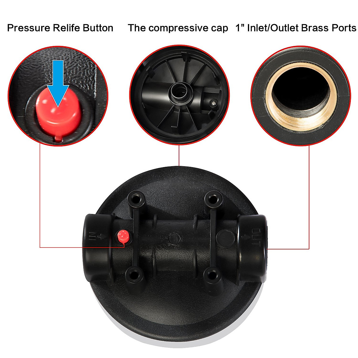 Geekpure 20 Inch Whole House Water Filter Housing-1"NPT Bras Port -Fit 4.5"x 20" Filter (2)