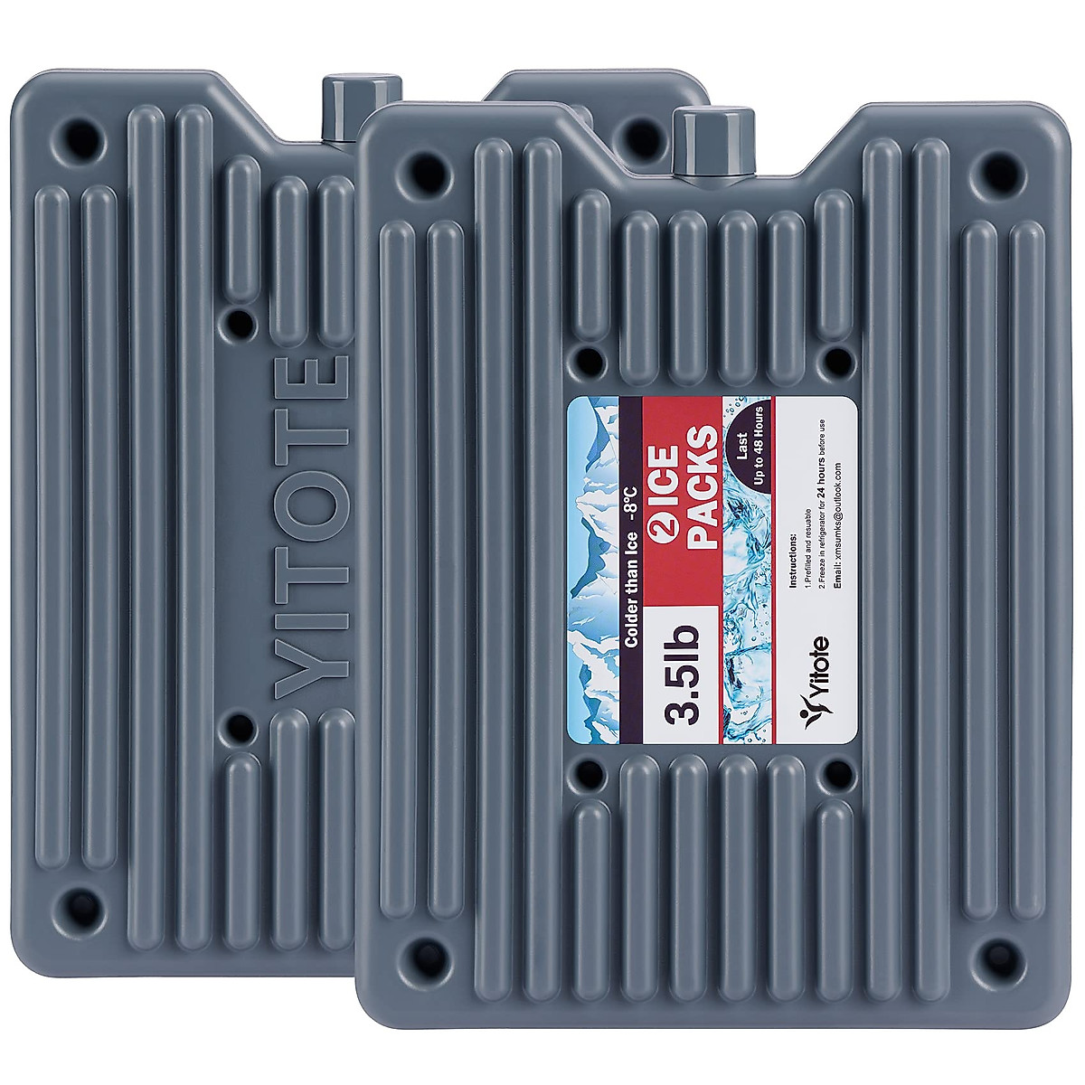 Yitote (3.5LB) Pre-Filled Hard Ice Packs for Coolers Long Lasting Reusable(2Packs),Cooler Ice Packs for Lunch Bags,Lunch Box Ice Packs Reusable Freezer Packs for Cooler Backpack.