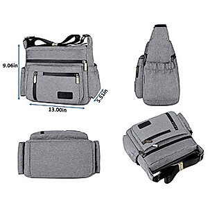 Wxnow Purses and Shoulder Handbags for Women Casual Travel Bag Messenger Cross Body Crossbody Bag Oxford Nylon Bags Purses Light Grey