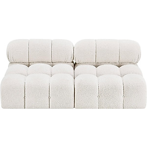 Meridian Furniture 611Cream-S68B Ames Collection Modern | Contemporary Modular Sofa with Rich Cream Boucle Fabric, Modular to Create Infinite Configurations, 68" W x 34" D x 28" H, Cream