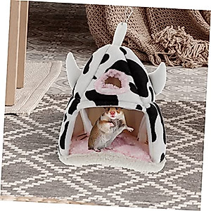 Ipetboom 1pc Nest Burrowing Double- House Home Glider Hut Toy Habitat Cotton Mini Rat Medium Cute Pet Tent Cage Animals Puppies Pattern Sleeping Plush Animal Double-Layer Hedgehog Small