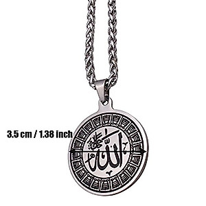 ZKDC Engraved islam Muslim Quran Allah stainless steel necklace with 60 cm chain