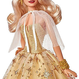 Barbie 2023 Holiday Barbie Doll, Seasonal Collector Gift, Barbie Signature, Golden Gown and Displayable Packaging, Blonde Hair