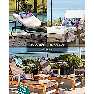 Recliner Head Pillow Ledge Loungers Chair Pillows with Insert Mother'S Day Pink Daisy Blue Lumbar Pillow with Adjustable Strap Outdoor Waterproof Patio Pillows for Beach Pool Chair, 2 PCS