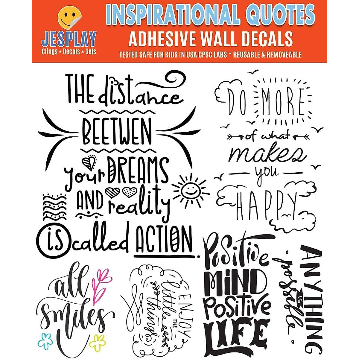 Inspirational Wall Decals for Classrooms and Room Décor- Reusable Inspirational Quotes Adhesive Wall Decals - Must Haves for Teachers, Classroom Essentials,Preschool, Elementary, Daycare, School