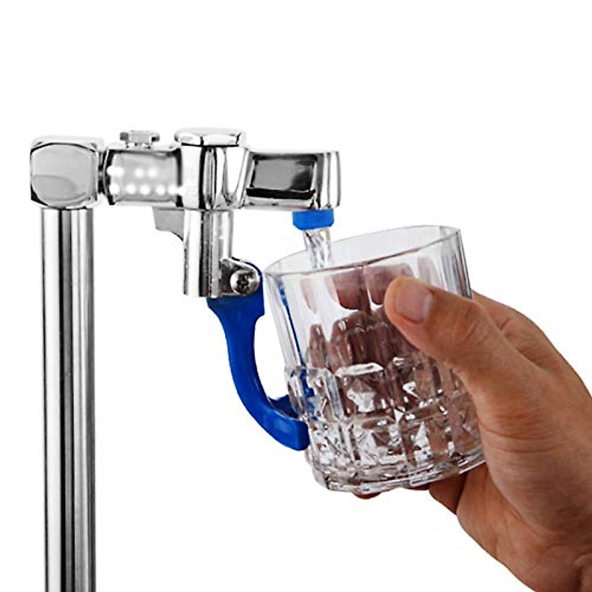 Glass Rinser, Commercial Stainless Steel Pitcher Rinser Cup Washer Multi Angle Water Outlet Cleaning Head Bar Glass Cleaning Rinser with Faucet, Plum Blossom Hex Cup Holder for Hotel Cafe Restaurant