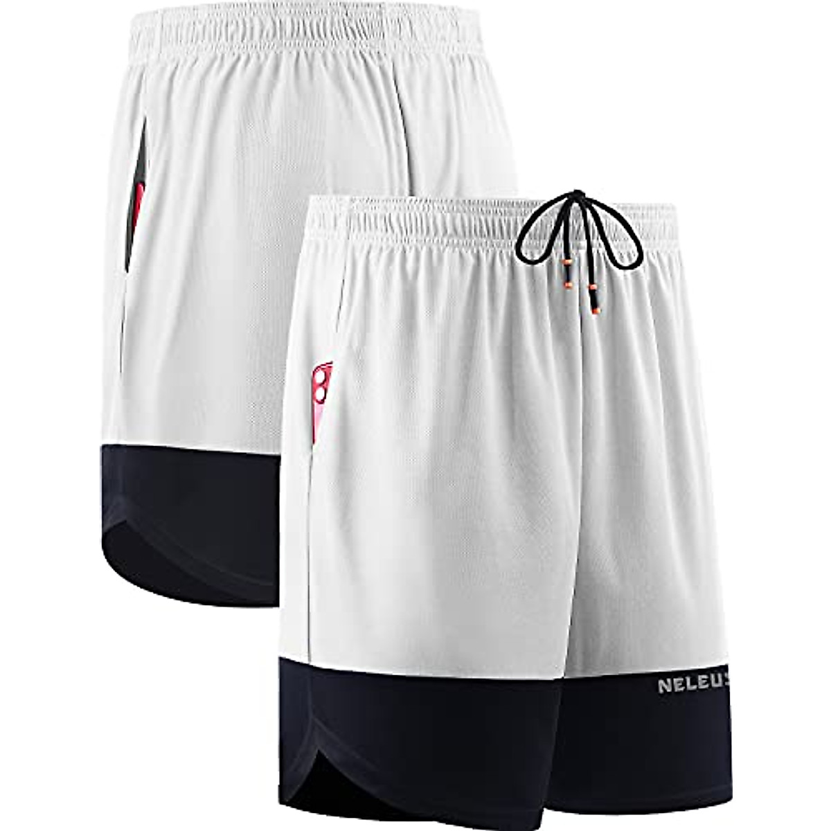 NELEUS Men's 2 in 1 Running Shorts with Liner,Dry Fit Mesh Gym Workout Shorts with Pockets,3 Pack,6094,Black/Grey/White,L