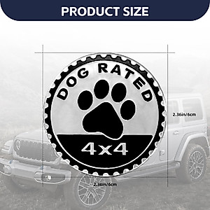 Dogs Badge Rated Car Emblem, 4 x 4 Automotive Car Badge Decals Stickers, 3D Metal Car Badges Round Emblem Decals, Car Exterior Emblems Badge Compatible with Jeep Wrangler Vehicles Trucks SUV