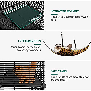 YITAHOME Cat Cage Indoor Cat Enclosures DIY Cat Playpen Metal Kennel with Extra Large Hammock for 1-2 Cats, Ferret, Chinchilla, Rabbit, Small Animals