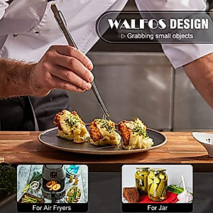 WALFOS Tweezer Tongs for Cooking,Kitchen Tweezers Stainless Steel Pasta Tweezers Tongs for Cooking, Roasting, Grabbing Small Objects, Dessert, BBQ,Spaghetti 3 Pcs (8+10+12-Inch)