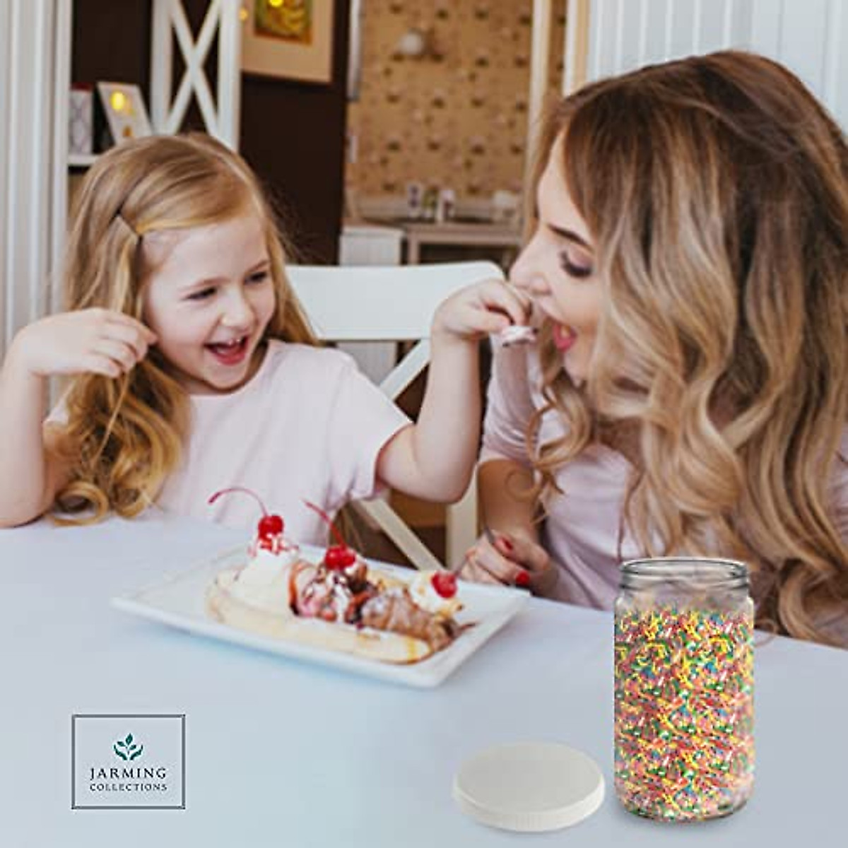 Jarming Collections Glass Extra Wide Mouth Quart Storage Jars 32 oz with Lids - BPA Free Plastic Storage Lids - Made in USA - Quart Glass Jars 32 oz with Lids (Set of 2)