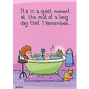 Woman Relaxing In Tub: Belated - Oatmeal Studios Funny Birthday Card