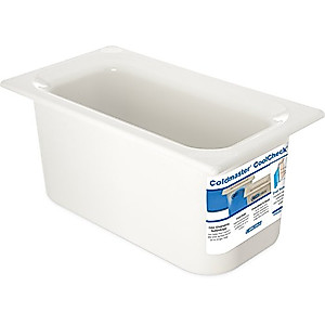 Carlisle FoodService Products CM1102C1402 Coldmaster CoolCheck 6" Deep Third-Size Insulated Food Pan, 4 Quart, Color Changing, White and Blue