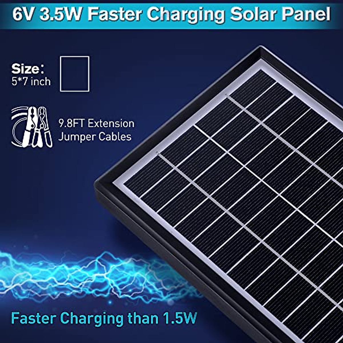 Solar Panel Deer Feeder Battery Charger 6V 3.5W, Waterproof Solar Panel Battery Charger with Aluminum Mounting Bracket and Alligator Clip Solar Panel Trickle Charger for Deer Feeder Outdoor Hunting