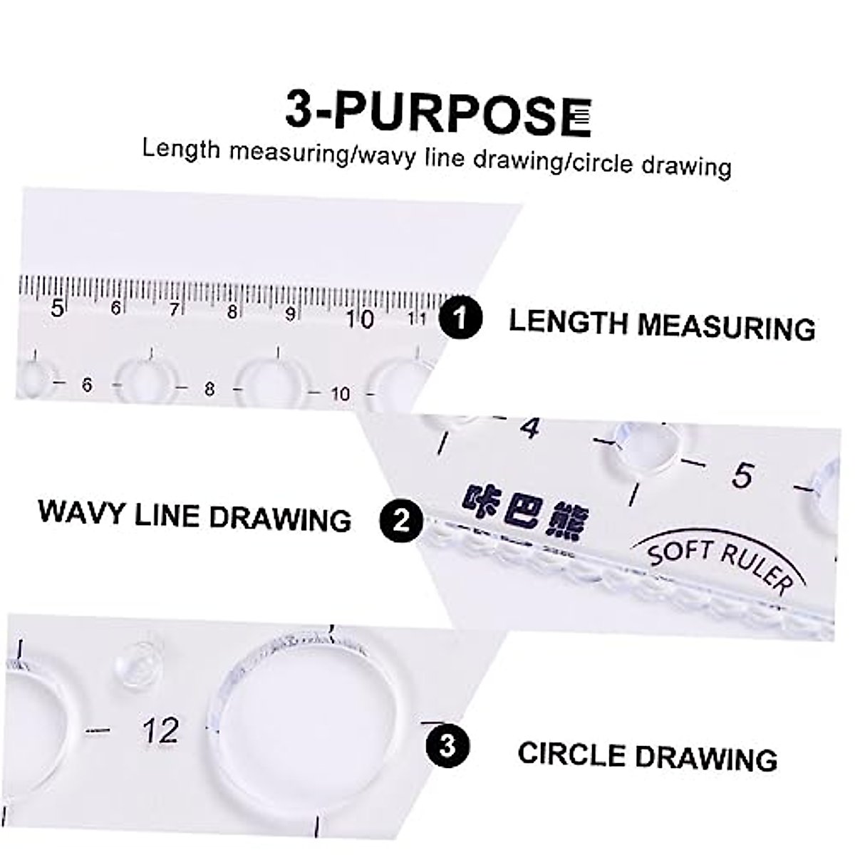 Operitacx 4 Set Clear Ruler Math Protractor Straight Ruler Triangular Ruler Geometry Ruler Ruler Suit Tools for Rulers Plastic Ruler Stationery Unisex to Draft