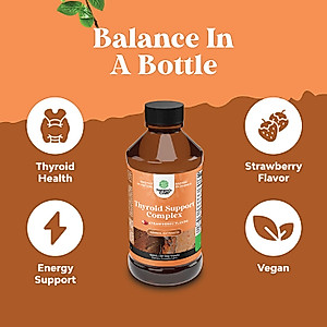 High Absorption Thyroid Support Supplement - Vegan Liquid Iodine Supplements for Thyroid Support for Women and Men with Myo-Inositol Selenium and Stinging Nettle for Enhanced Energy and Focus