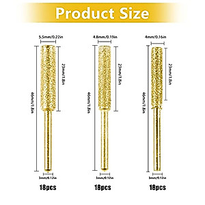 JOJOCY 54 Pcs Diamond Chainsaw Sharpener Bits in 3 Sizes 5/32,3/16, 7/32 inch,Titanium Plated Burr Stone File Wheels Polishing Grinding Tool for Electric Gold Chain Saw Jewelry Stone