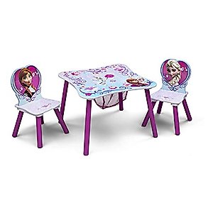 Delta Children Kids Table and Chair Set With Storage (2 Chairs Included) - Ideal for Arts & Crafts, Snack Time, Homeschooling, Homework & More, Disney Frozen