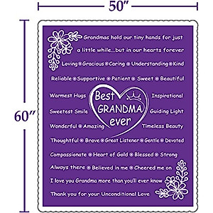 Grandma Gift Blanket with Loving and Caring Words, Best Grandma Gifts, Super Soft and Cozy Throw for Grandmother, Grandma Birthday Gifts, for Grandma, Mimi, Gigi from Grandchildren