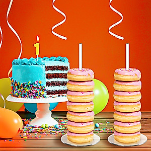 Ponpon Acrylic Donut Stand for Dessert Table, 5 Packs Clear Donuts Holder Stand Party, Donut Bagel Display Stand for Party, Wedding, Birthday, Class Reunion, 12 Inch