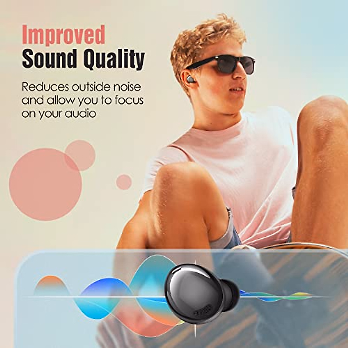 Memory Foam Tips for Samsung Galaxy Buds Pro / Plus / Jabra Elite 85t, No Silicone Eartips Pain, Anti-Slip Replacement Ear Tips, Fit in The Charging Case, 3 Pairs (Assorted Sizes S/M/L, Black)