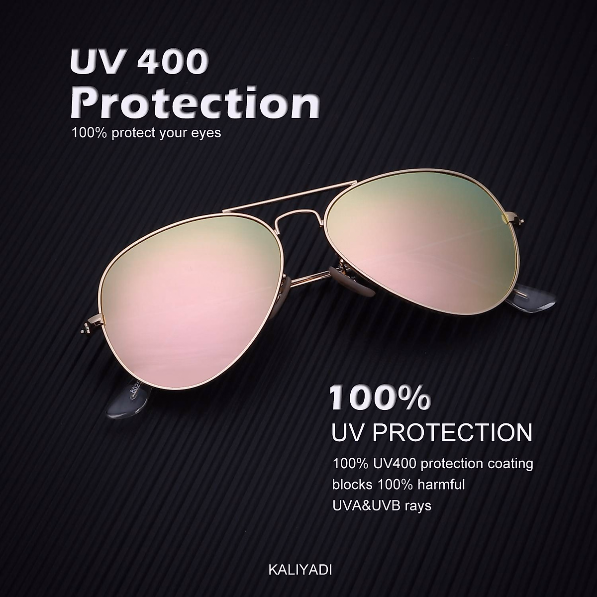 KALIYADI Classic Aviator Sunglasses for Men Women Driving Sun glasses Polarized Lens UV Blocking (3 Pack) 58mm