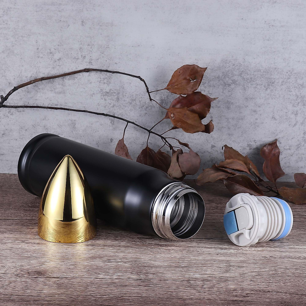 Goetland 304 Stainless Steel 16 oz Bullet Water Bottle Bullet Tumbler Vacuum Insulated Cup Travel Mug Flasks No Logo Black