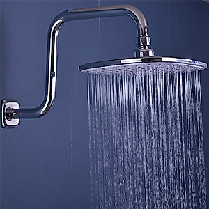 TRUSTMI 13 Inch Shower Arm with Flange S Shape Shower Head High Rise Extension Replacement Pipe, Stainless Steel, Chrome