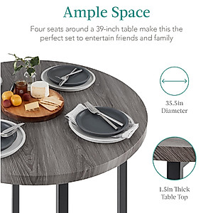 Best Choice Products 5-Piece Modern Round Counter Height Dining Set for Home Kitchen, Dining Room w/ 4 Chairs, 1.5in Thick Table - Gray