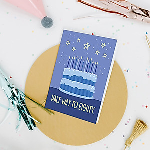 Nchigedy Funny 40th Birthday Greeting Card, 40 Years Old Birthday Card for Men Women, 40th Bday Card, Half Way To Eighty