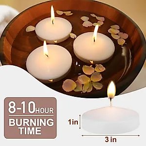 Capaniel 3 inch White Floating Candles, 48 Packs Unscented Floating Candles for Centerpieces-10 Hours Burn Time-3” Floating Tealight Candles for Cylinder Vases, Pool, Wedding, Party, Valentine's Day