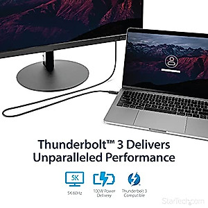 StarTech.com Thunderbolt 3 Cable - 6 ft / 2m - 4K 60Hz - 40Gbps - USB C to USB C Cable - Thunderbolt 3 USB Type C Charger (TBLT3MM2MA)