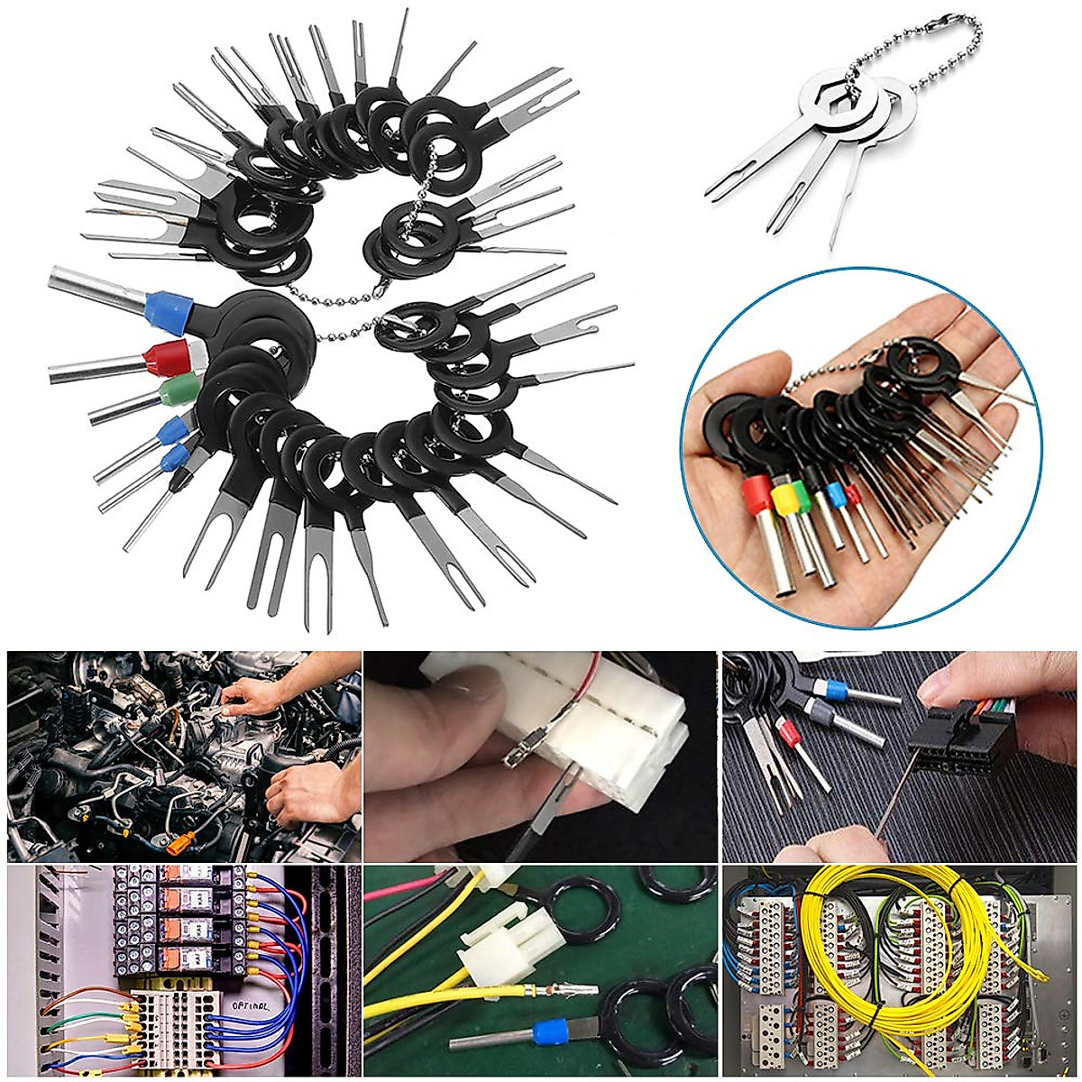 Vignee 60pcs Terminal Removal Tool kit,Pins Terminals Puller Repair Tools for Car Pin Extractor Electrical Wiring Crimp Connectors,Key Extractor Depinning Tool Set