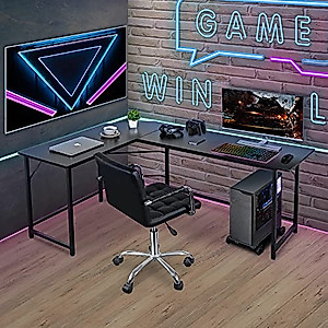 ZenStyle 66" Modern L-Shaped Corner Computer Desk Home Office LaptopTable Gaming Workstation with CPU Stand 66.5'' x 47.3'' x 29.3'' (Black)
