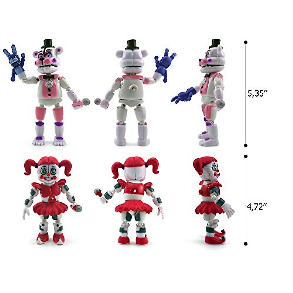 Toysvill Inspired by FNAF Sister Location Action Figures Toys (Set of 5 pcs), More Than 5 inches [Funtime Freddy Bear, Circus Baby, Ennard, Ballora, Funtime Foxy], Fun Action Simulator