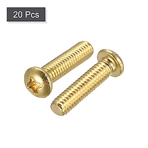 uxcell Brass Machine Screws, M4x16mm Phillips Pan Head Fastener Bolts for Furniture, Office Equipment, Electronics 20Pcs