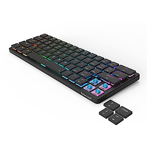 Redragon K624 Pro Mechanical Gaming Keyboard RGB LED Backlit 63 Key Wired/Wireless 2.4G and Bluetooth Low Profile with Anti-Dust Blue Switches (Black)