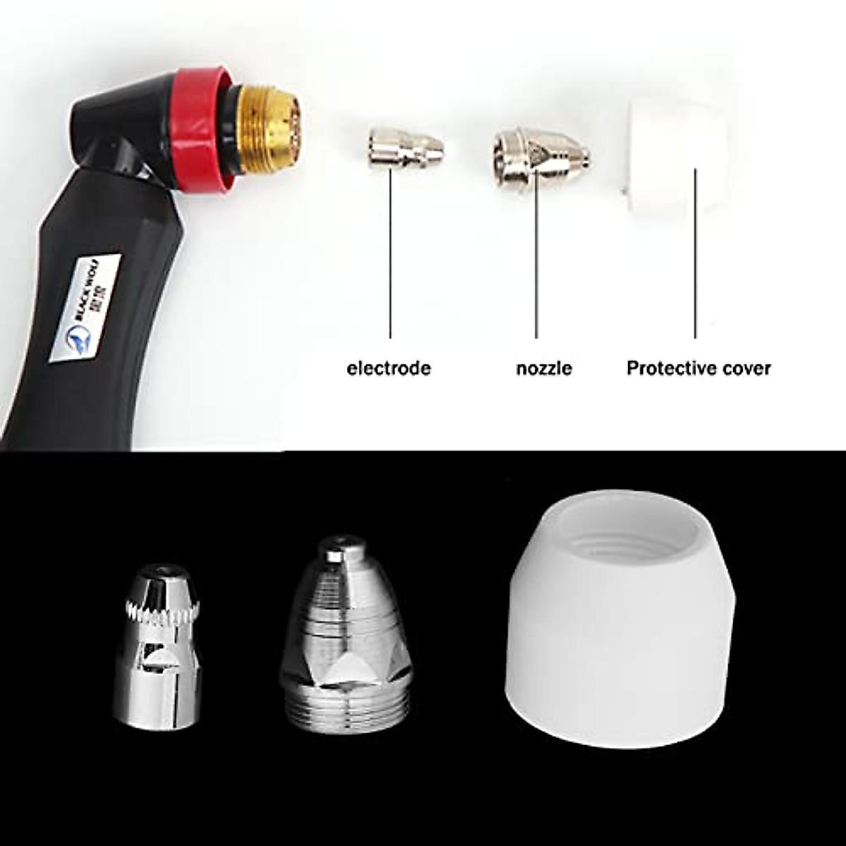 Akozon P80 Cutting Torch Consumable Accessories: 25pcs Copper Electrode Tips and Ceramic Cups