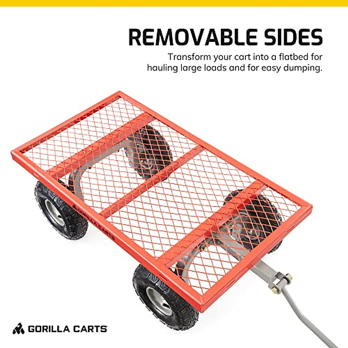 Gorilla Carts 800 Pound Capacity Heavy Duty Steel Mesh Versatile Utility Wagon Cart with Easy Grip Handle for Outdoor Hauling, Red