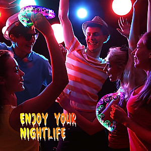 Sumind 6 Pieces Large Size Light up Tambourine Musical Flashing Tambourine Handheld Glow Tambourine Percussion Instrument for Men and Women Party Toys, Random Colors