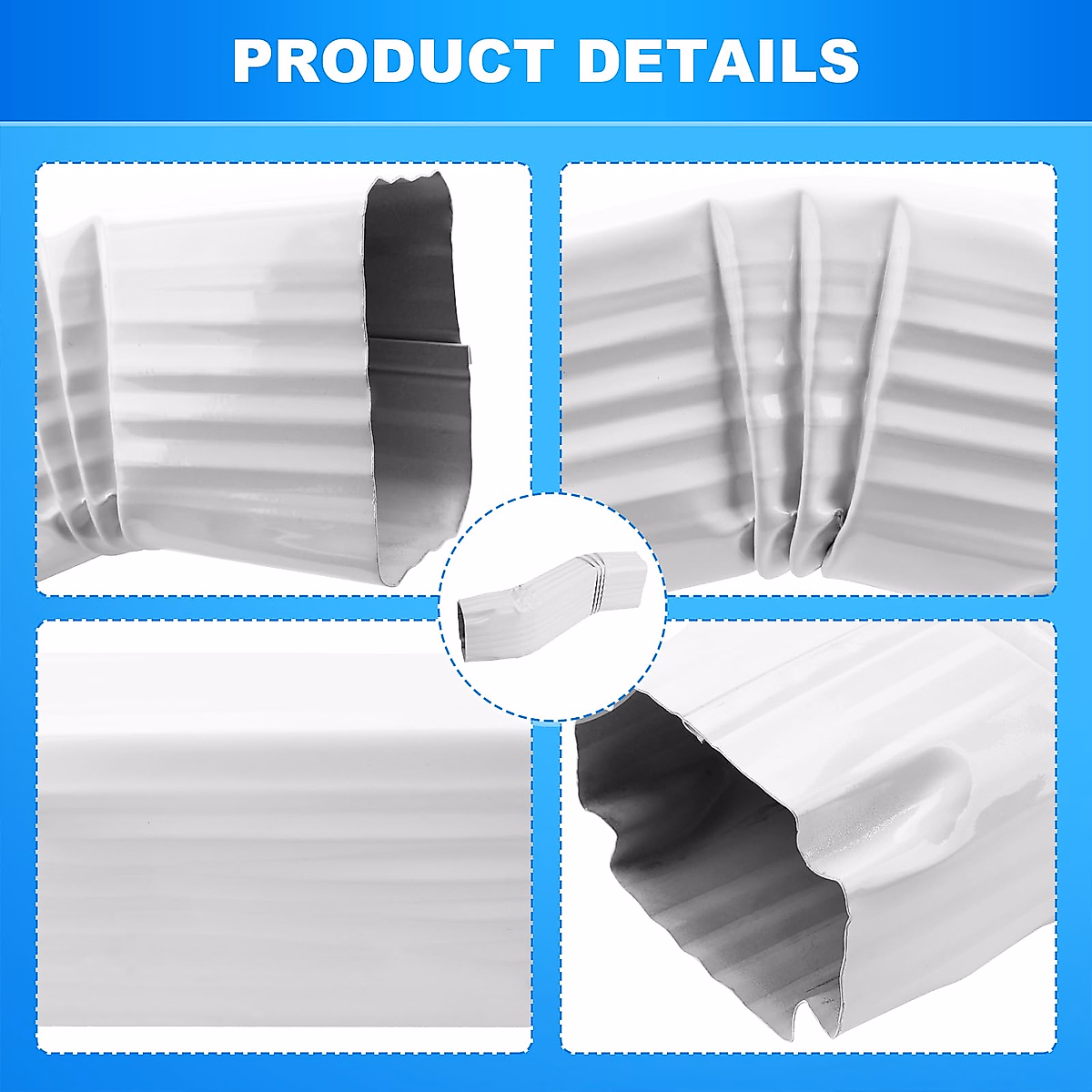 Gutter Downspout Elbow Style B (offset=3) Zig Zag Elbows 2” x 3” White Aluminum S-shape