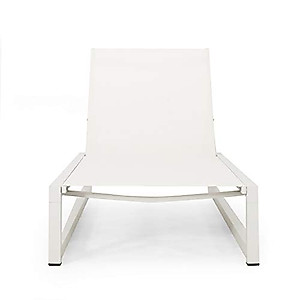 Christopher Knight Home Jerome Outdoor Aluminum Chaise Lounge with Mesh Seating, White