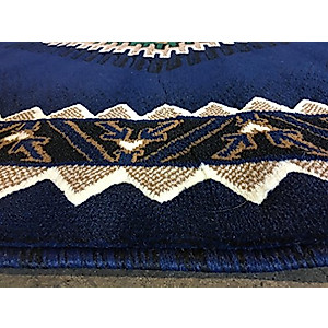 Southwest Native American Door Mat Area Rug Navy Blue Design D143 (2 feet X 3 Feet 4 inch)