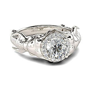 Jeulia 2.5 Carat Elephant Ring 3PC Wedding Ring Set for Women 925 Sterling Silver Round Cut Engagement Rings Cubic Zirconia Bridal Band Rings CZ Solitaire Promise Anniversary Rings Romantic Je (8.5)