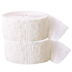 OCD Bargain Crepe Paper Streamer, 81 Feet (2 Piece) - Party Supplies for Parties, Baby Shower, Bridal Shower, Multi Colors (White)