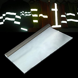LTKJ 20" Wide Silver Reflective Fabric Safty Strip Gray Sew On Material 1.5'x39" 0.5Mx1M