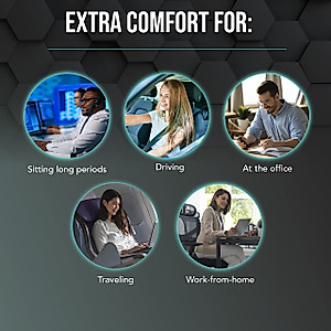 SAMSONITE, cooling gel, lumbar support pillow for office chair or car seat - boost your lower back comfort zone, high grade - memory foam, universal chair cushion, breathable mesh, washable cover