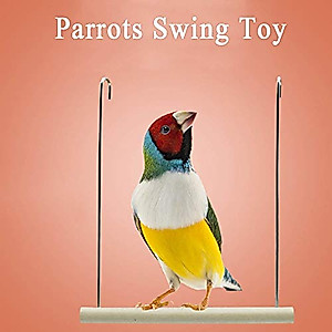 YITAQI Parrots Swing Toy,Natural Wooden for Parakeets Cockatiels Conures Macaws Finches Bird Cage Hammock Birds Perch Bird Stand(A)