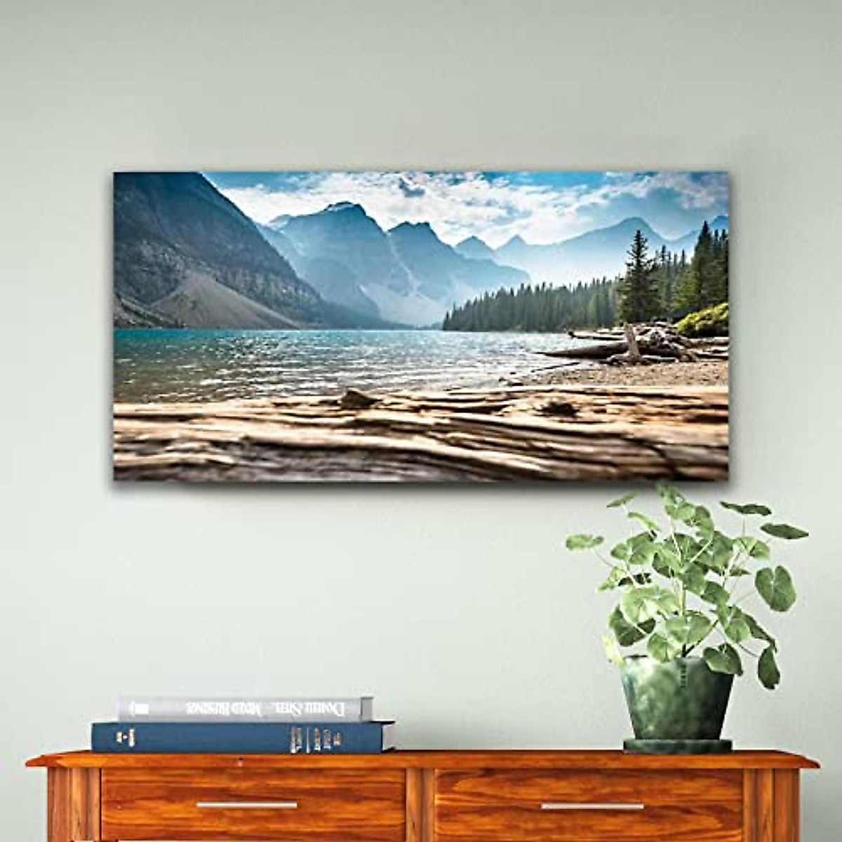 WRHIDBLSWRW Framed Canvas Wall Art Print On Canvas Moraine Lake in Banff National Park Canada Pictures Posters Artwork for Living Room Bedroom Ready to Hang Wall Decor 20X40